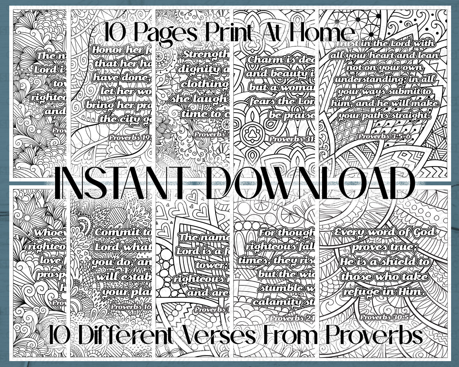Christian Zentangle Coloring Pages: Proverbs Verses (digital Download ...