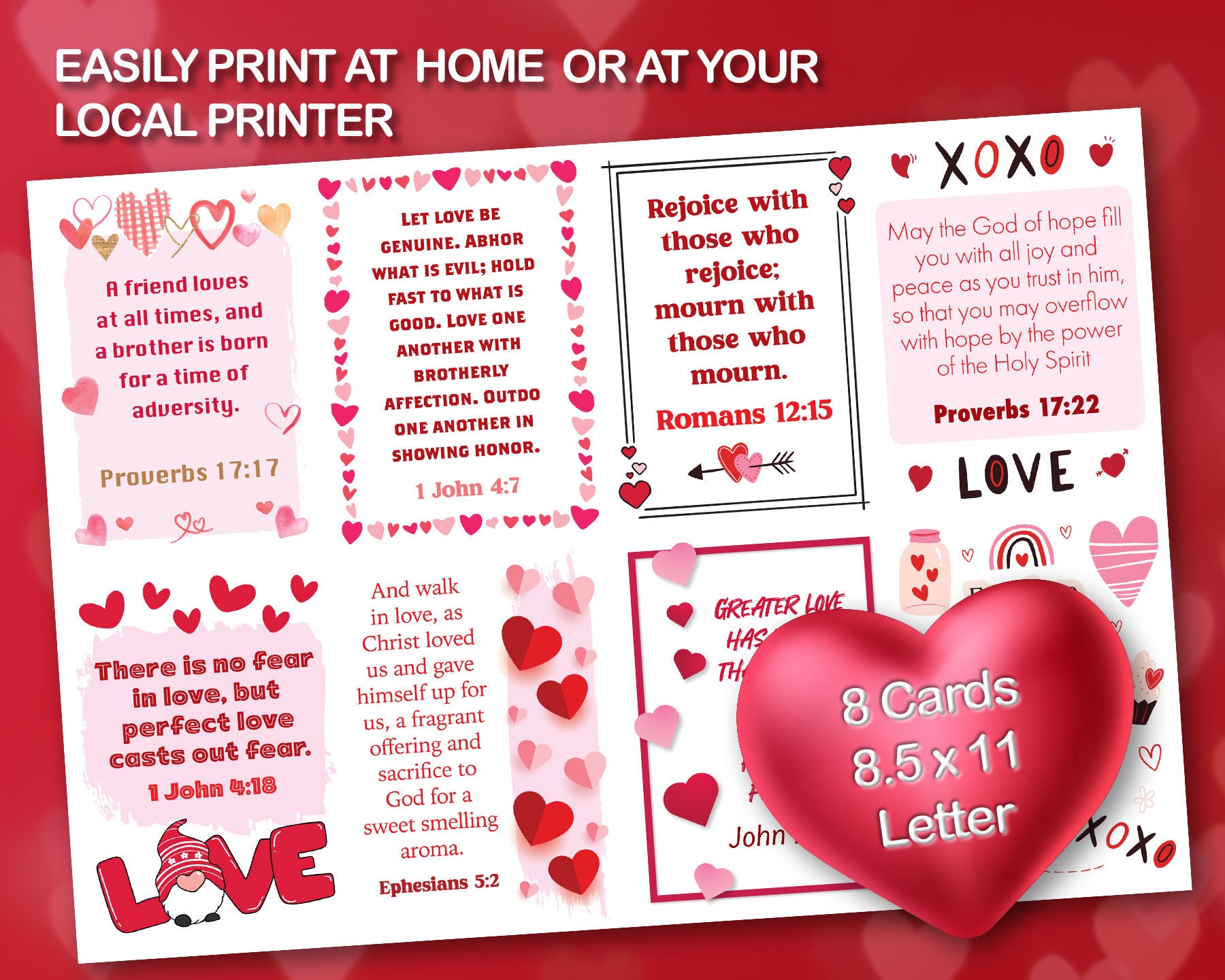 Christian Valentine Scripture Cards: Loving Bible Verses (PDF Printable ...