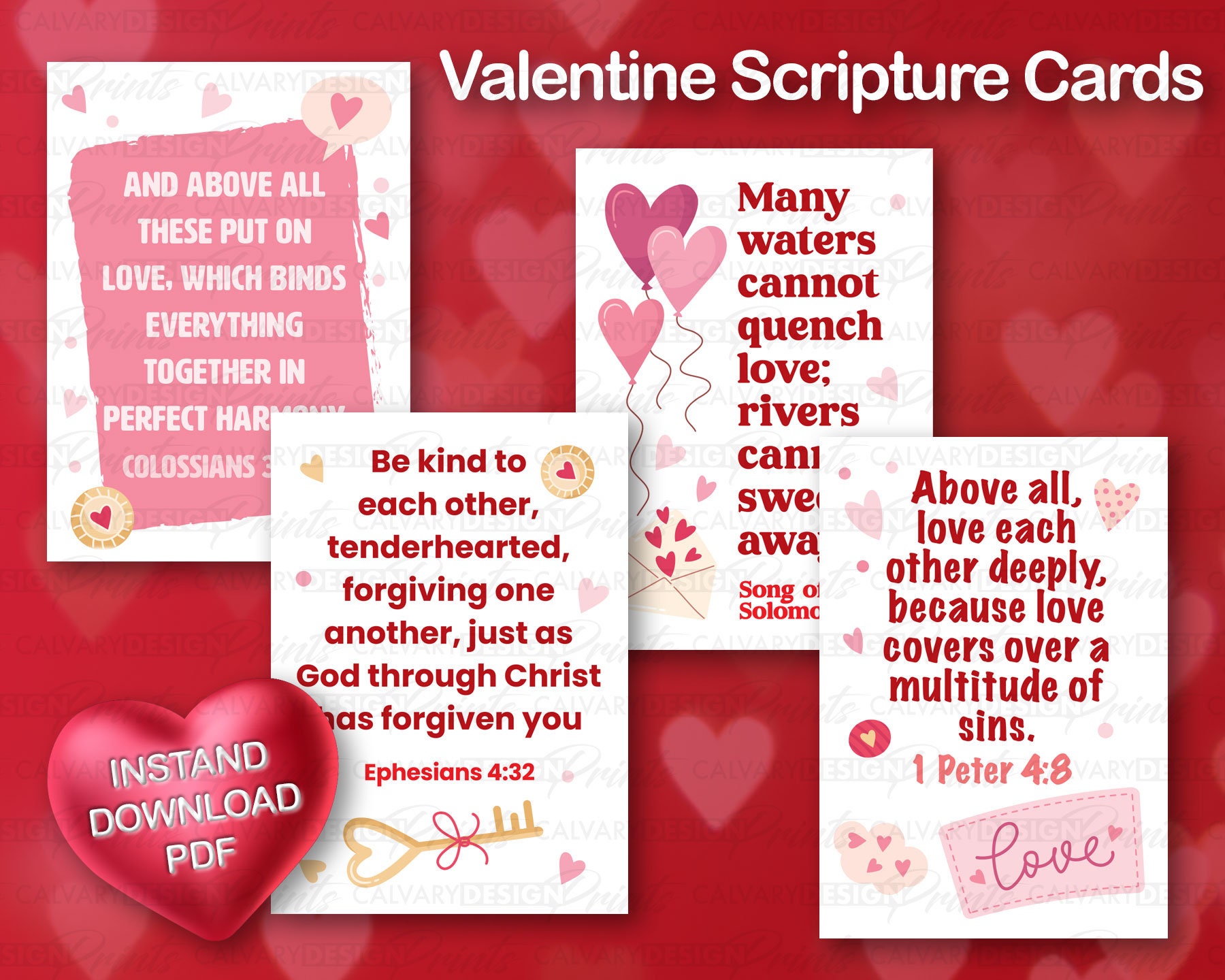 Christian Valentine Scripture Cards 3.5x2.5 Printable, Loving Bible ...