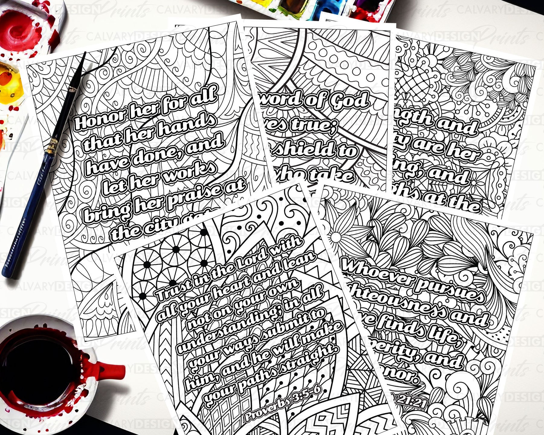Christian Zentangle Coloring Pages: Proverbs Verses (digital Download ...