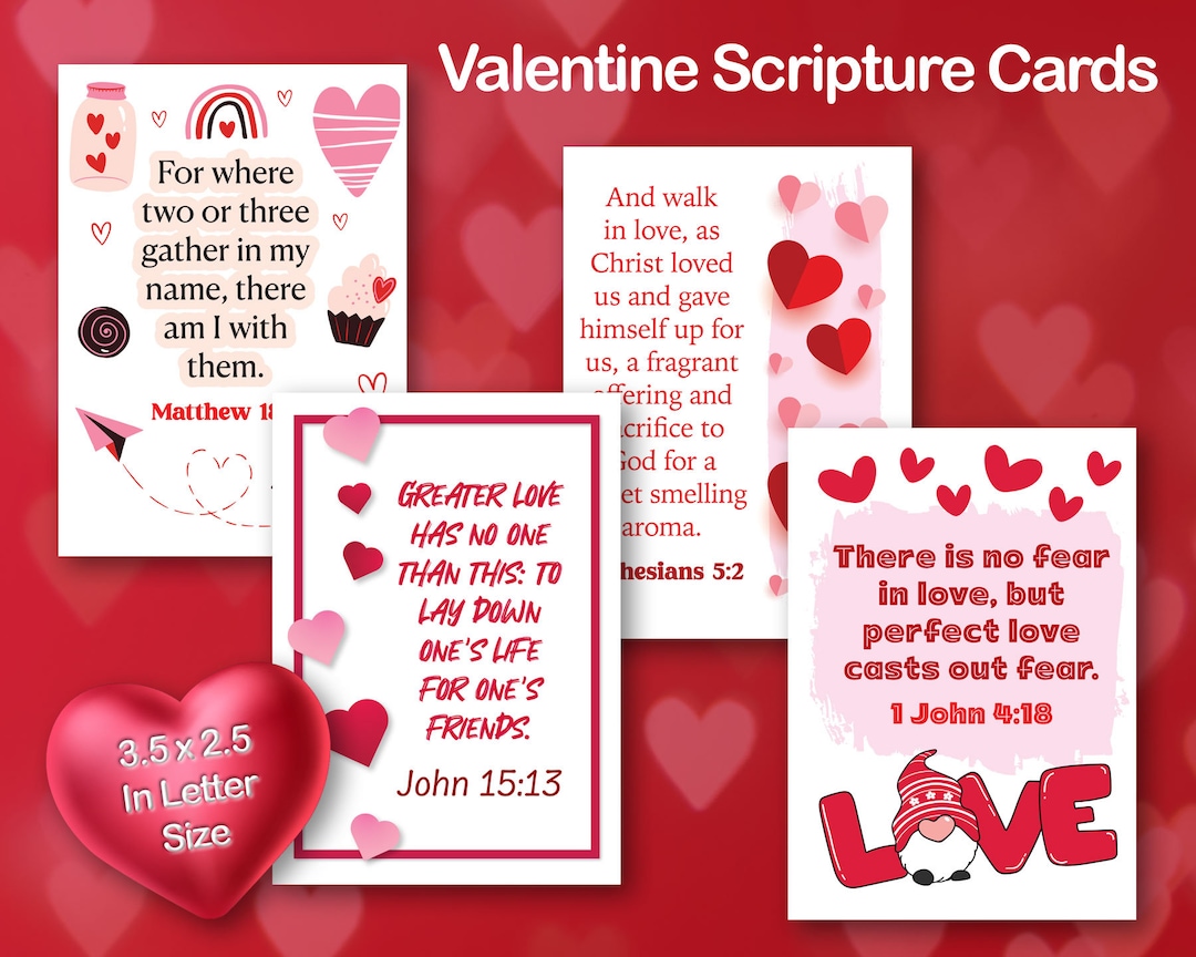 Christian Valentine Scripture Cards: Loving Bible Verses (PDF Printable ...
