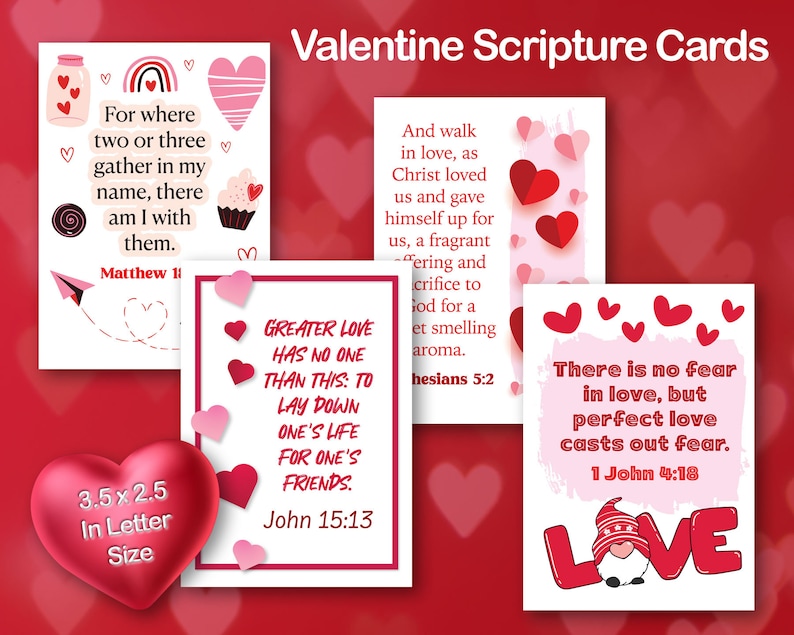 Christian Valentine Scripture Cards: Loving Bible Verses (PDF Printable ...