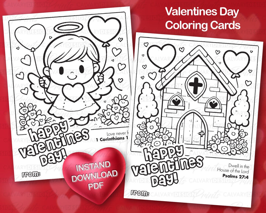 Christian Valentine Coloring Cards: Kids & Adults Activity (PDF) - Etsy