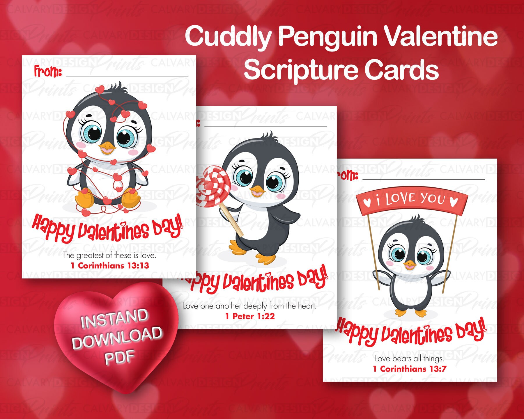 Christian Valentine Scripture Cards 3x4 Printable With Adorable Cuddly ...