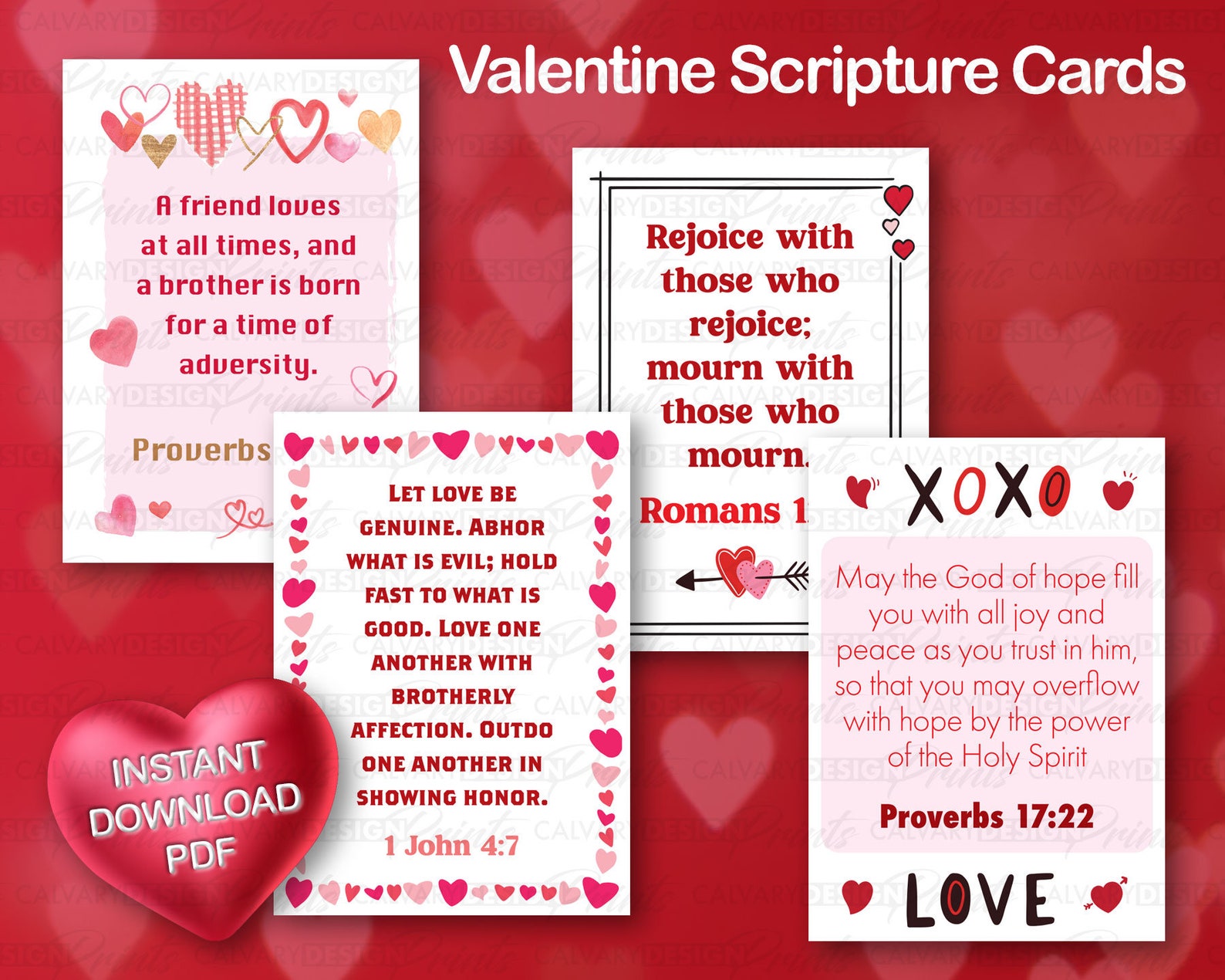 Christian Valentine Scripture Cards: Loving Bible Verses (PDF Printable ...