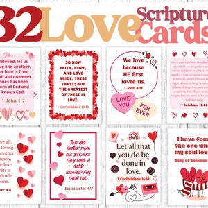 32 Love-themed Valentines Day Scripture Card Bundle 3.5x2.5, Printable ...