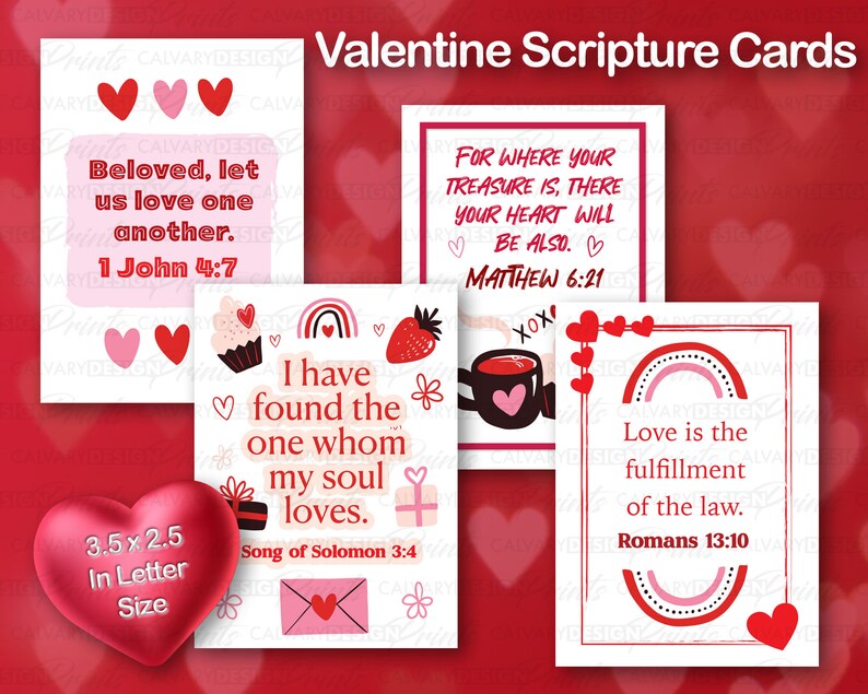 Christian Valentine Scripture Cards: Printable Bible Verses (PDF) - Etsy
