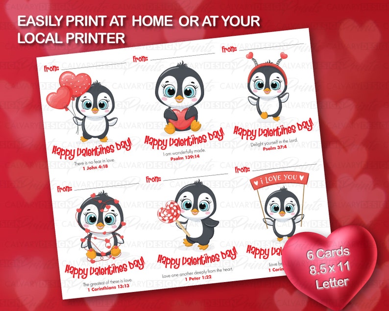 Christian Valentine Scripture Cards 3x4 Printable With Adorable Cuddly ...