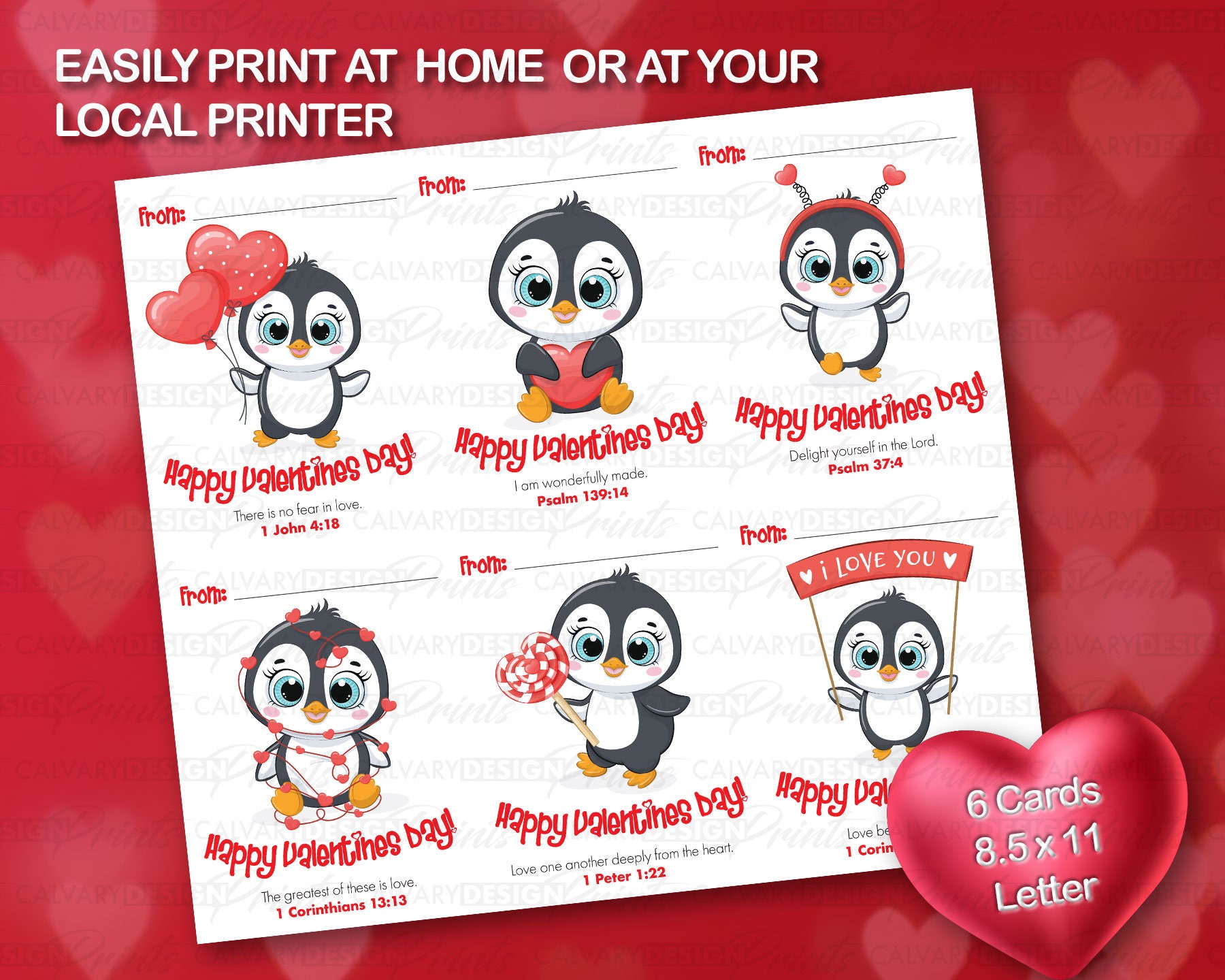 Christian Valentine Scripture Cards 3x4 Printable With Adorable Cuddly ...