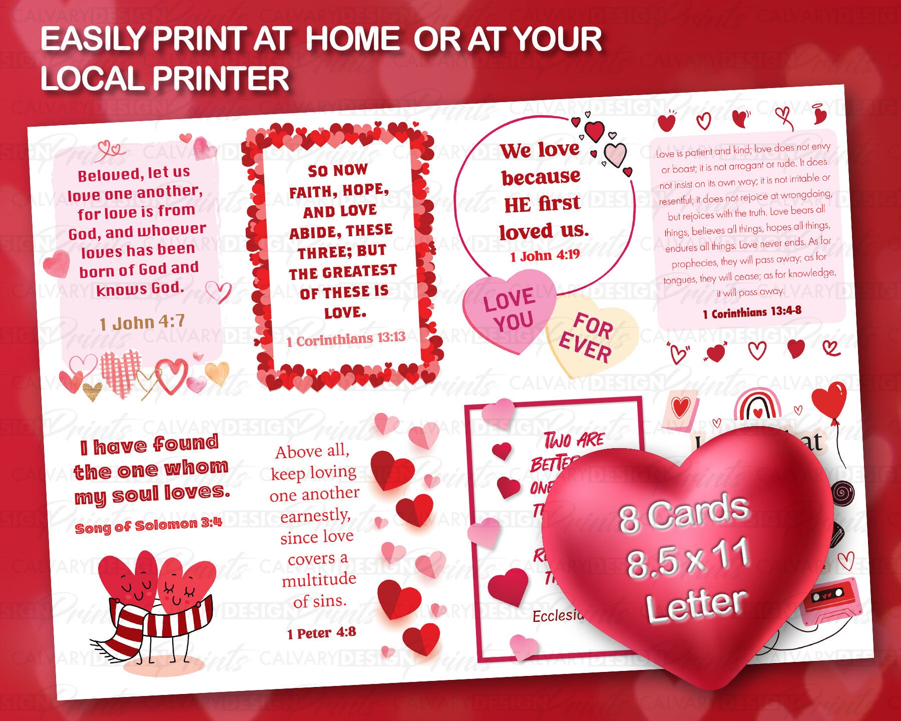 Christian Valentine Scripture Cards: Bible Verse Printables (PDF) - Etsy