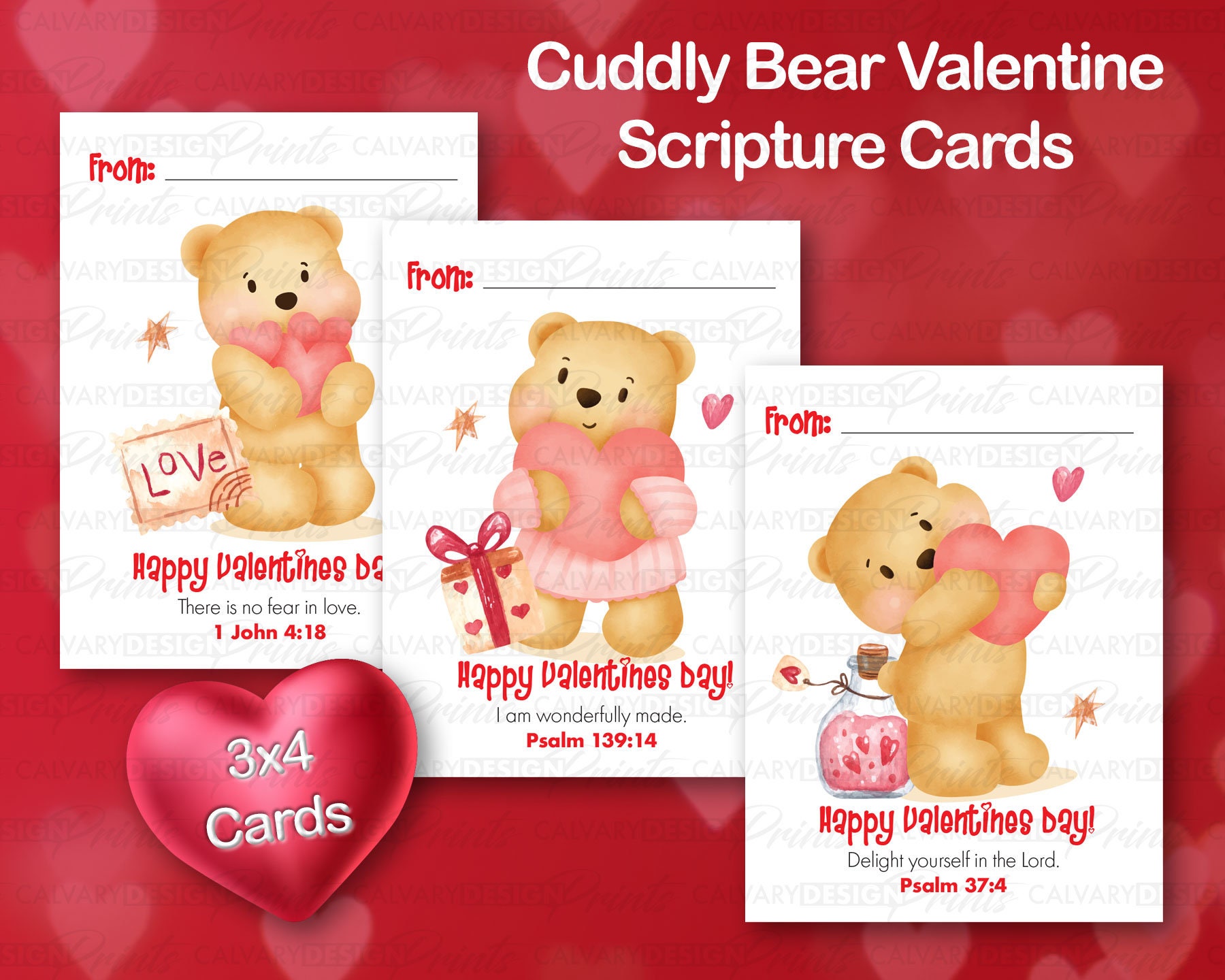 Christian Valentine Scripture Cards 3x4 Printable With Adorable Cuddly ...