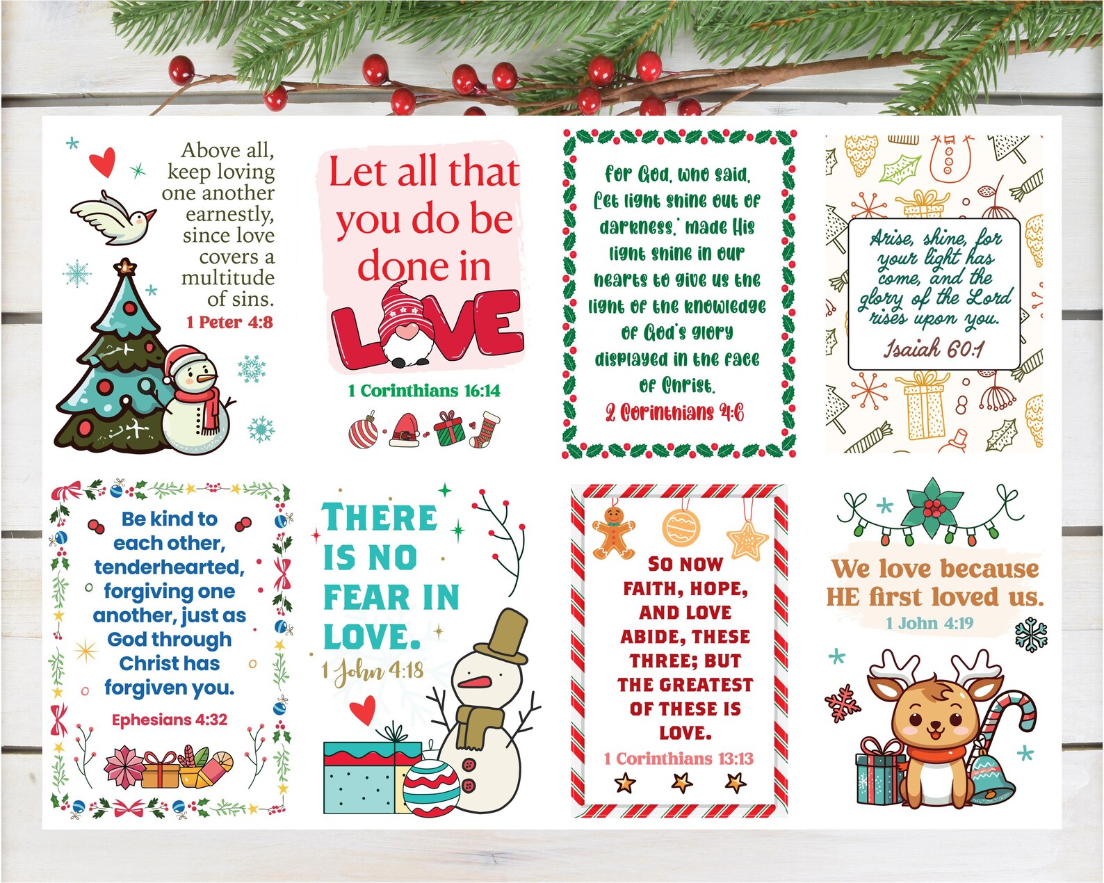 32 Christmas Scripture Cards Printable | Bible Verse Christmas Cards ...
