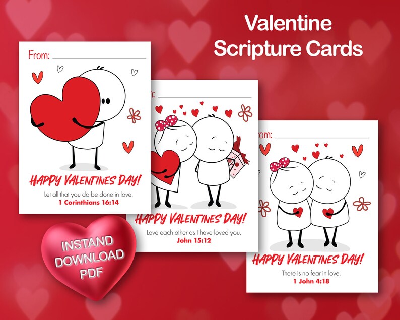 Christian Valentine Scripture Cards: Printable Bible Verse (PDF) - Etsy