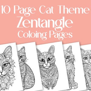 Mandala Cat Coloring Pages: Zentangle Style (digital Download) - Etsy