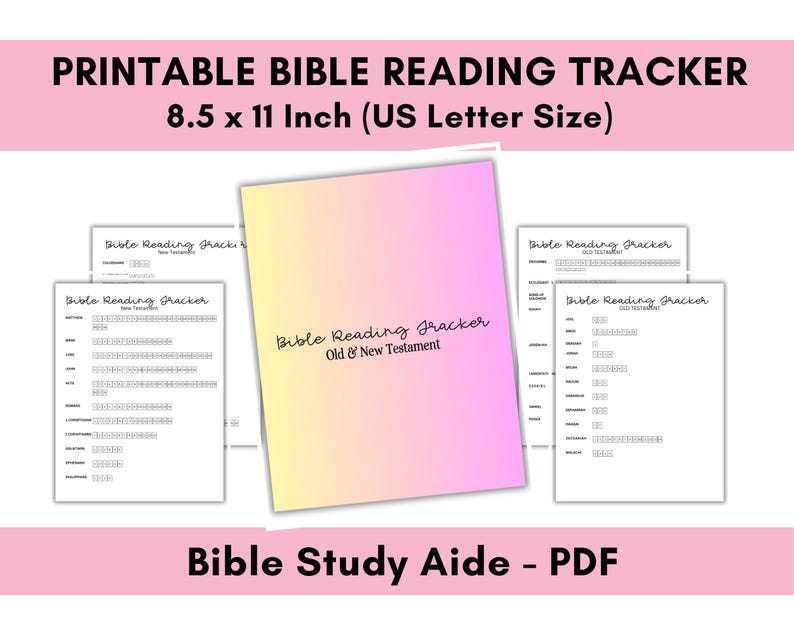 Bible Reading Tracker Printable, Daily Bible Study Planner, Bible ...
