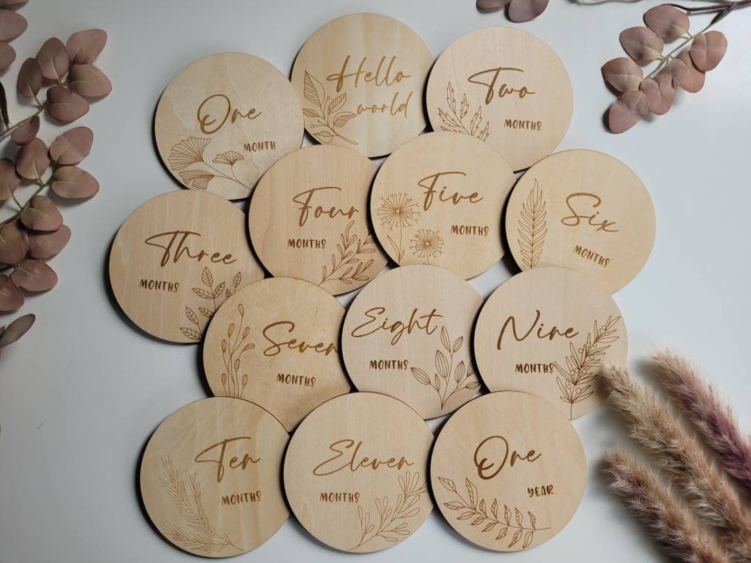 Wooden Milestone Cards Set "my First Year" / Baby Milestone Cards / 13 ...