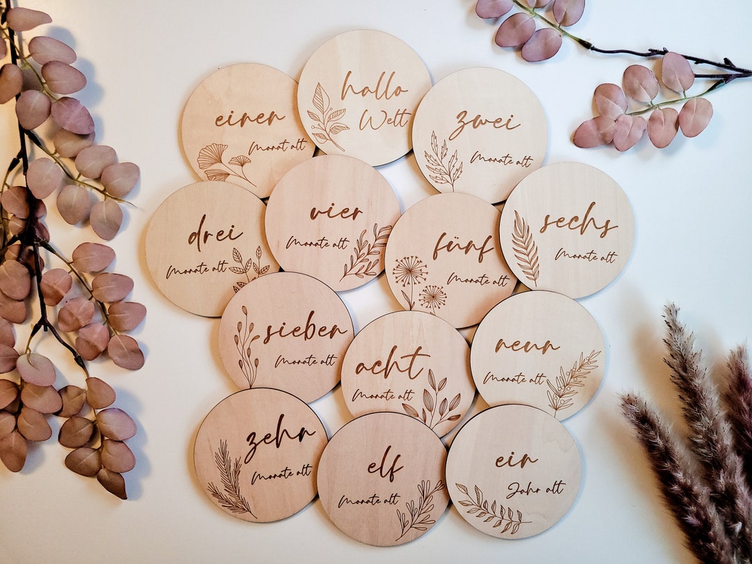 Wooden Milestone Cards Set "my First Year" / Baby Milestone Cards / 13 ...