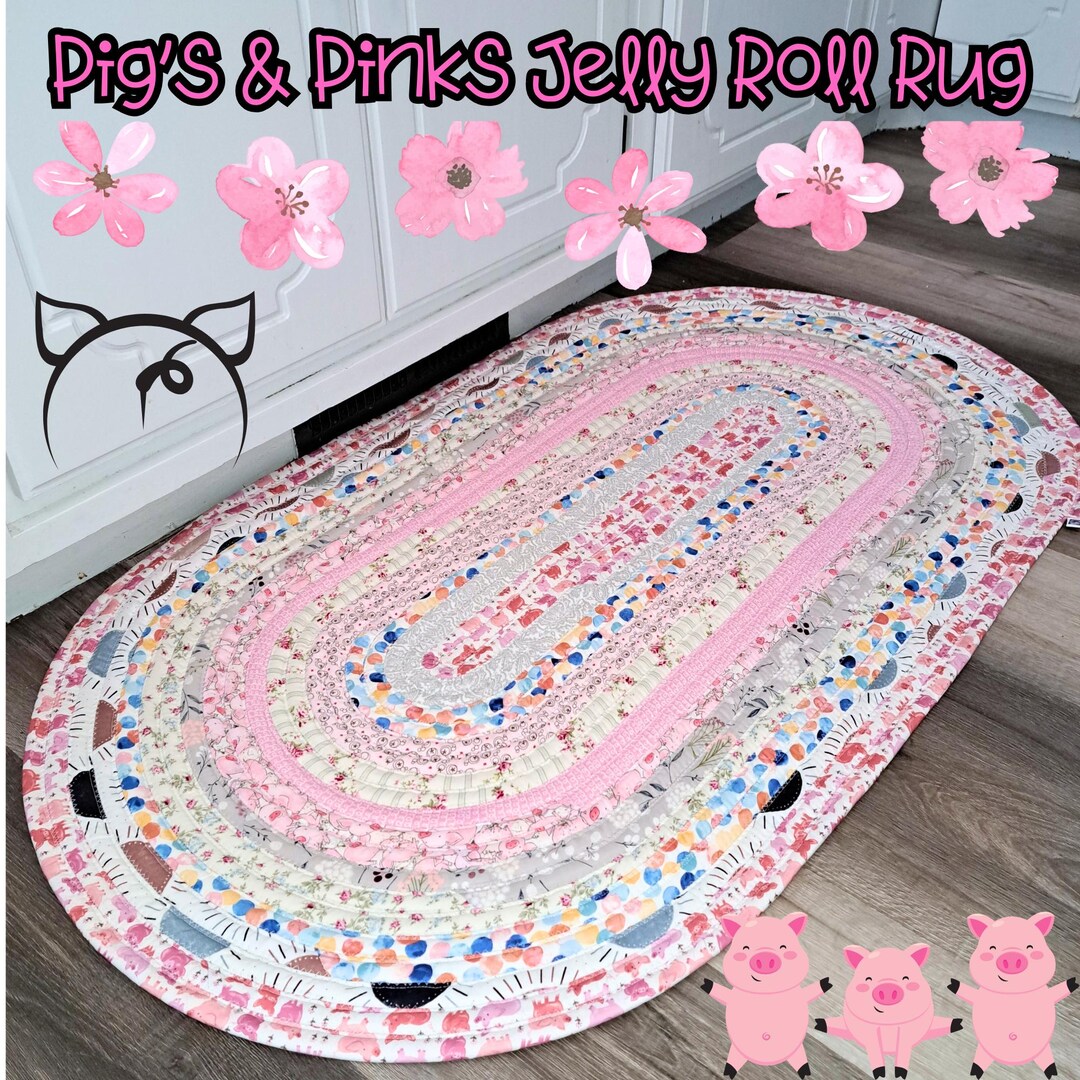 Pig Rug, Pigs Jelly Roll Rug, Rug, Pink Rug, Pig Decor, Kitchen Rug ...