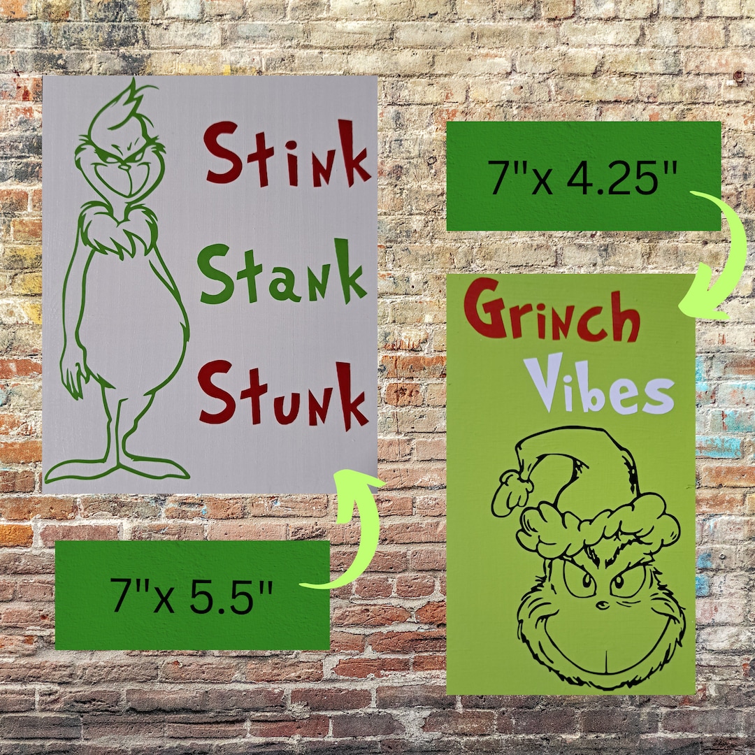 2 Grinch Signs, Grinch Decor, Small Grinch Decor, Small Grinch Sign ...