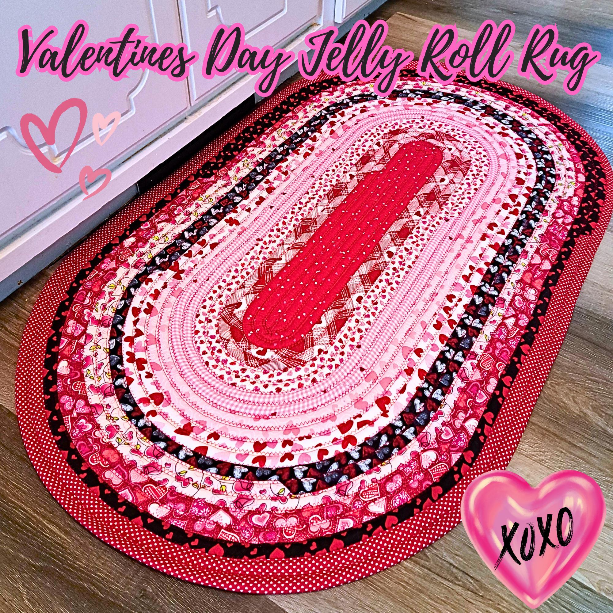 Valentines Rug, Valentines Day Jelly Roll Rug, Rug, Holiday Rug ...