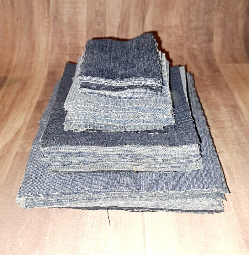 Repurposed Denim Quilt Squares: Mixed Blue Stretchy & Standard - Etsy