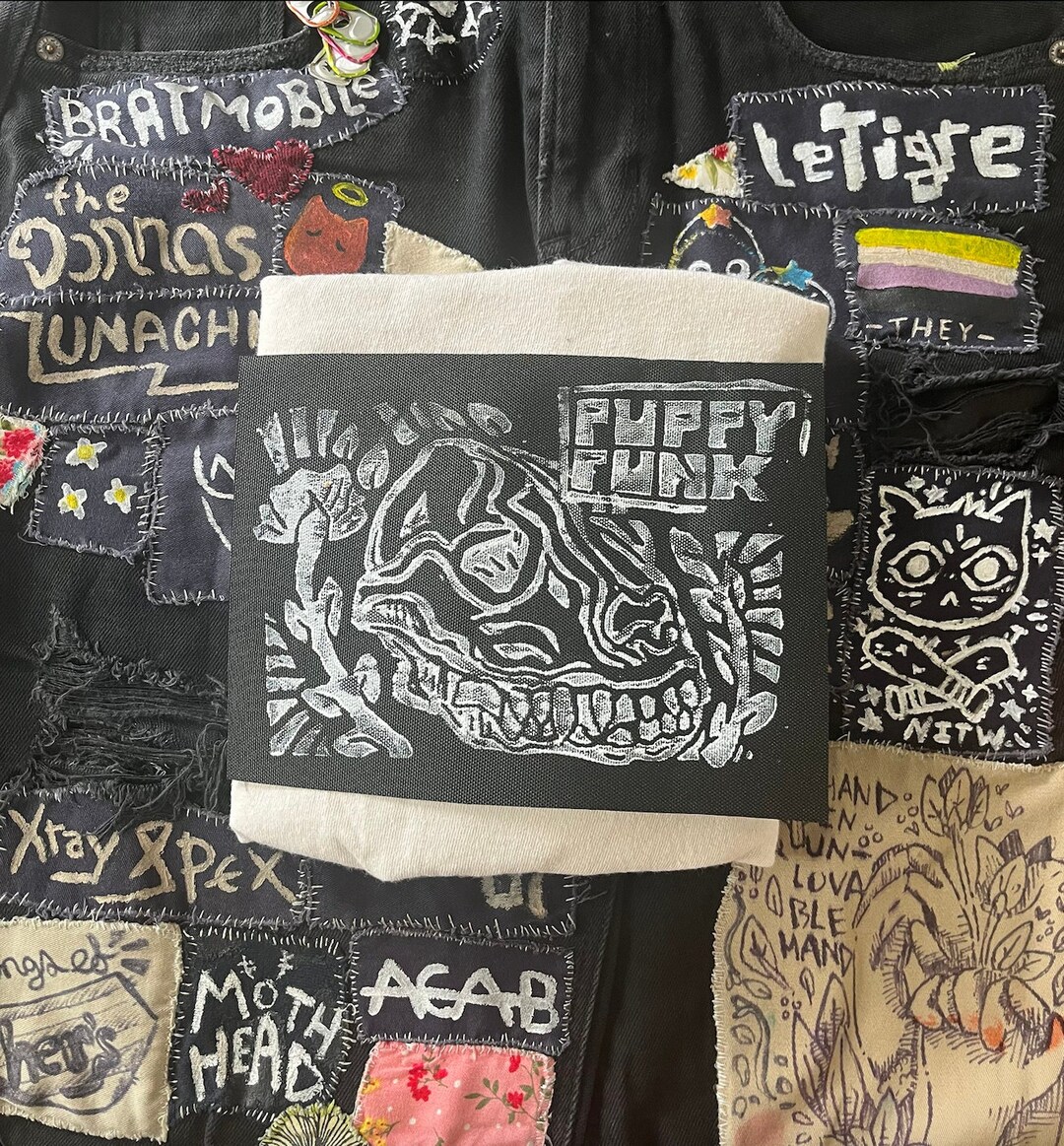 Puppy Punk Lino Print Patch - Etsy