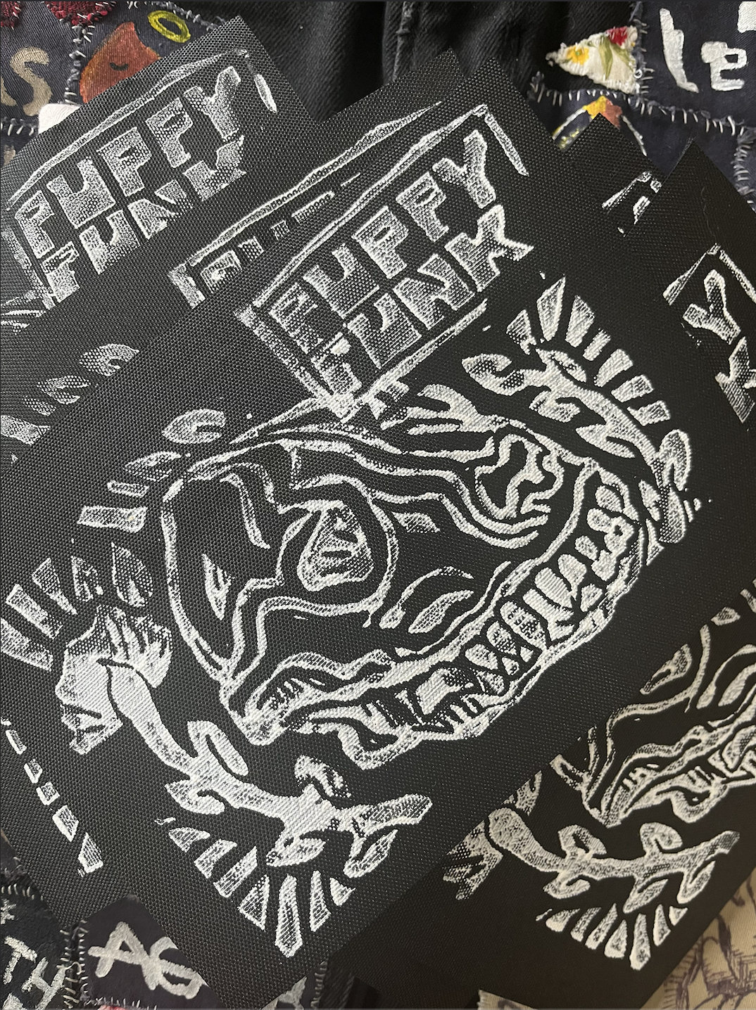 Puppy Punk Lino Print Patch - Etsy