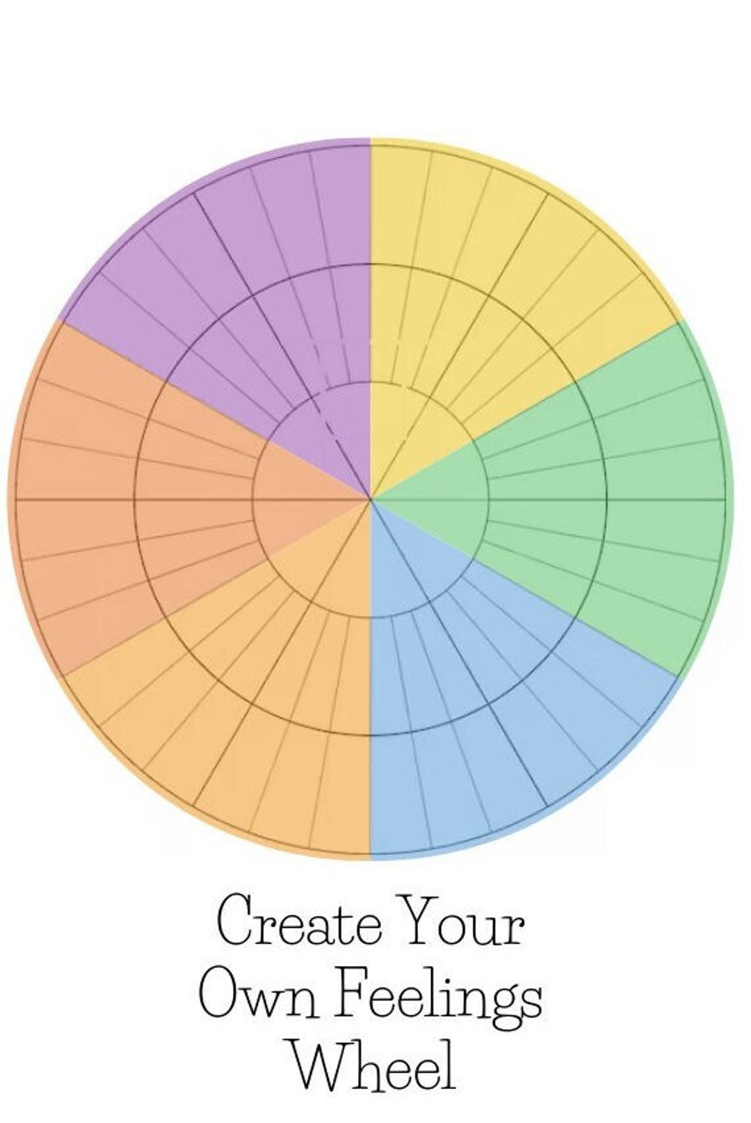 Emotion / Feelings Wheel Blank Downloadable Poster / Worksheet - Etsy