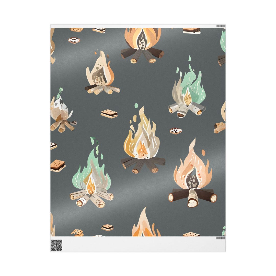 Wrapping Paper Camping Adventure Birthday Gift Wrap, Camper Tent & S ...