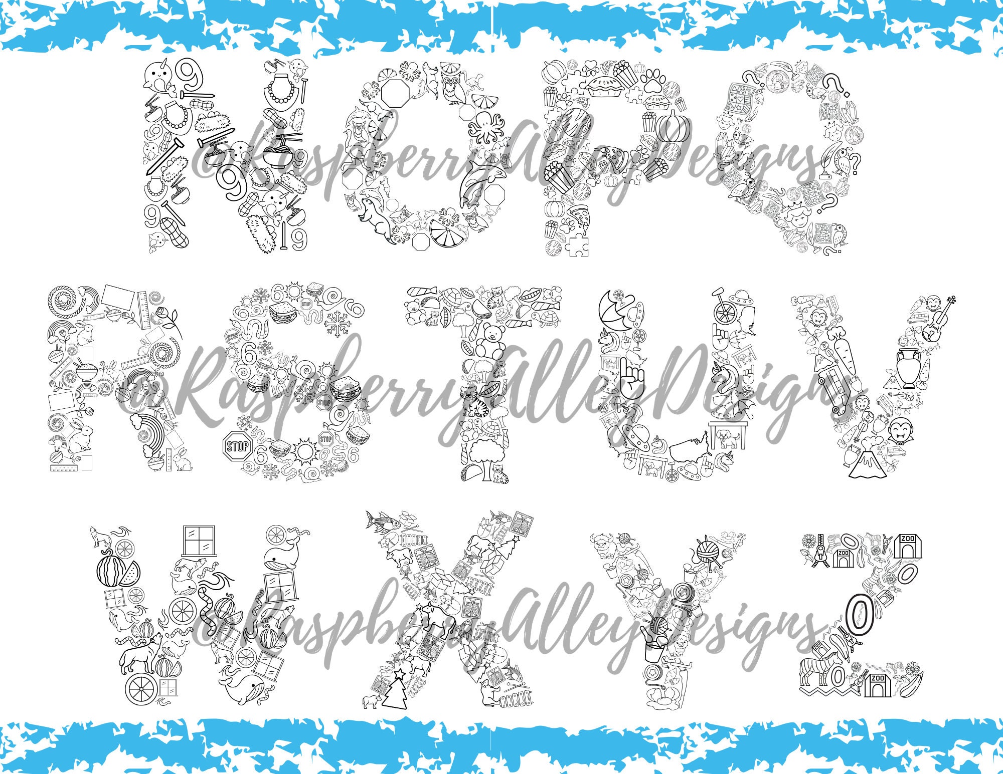 Alphabet Coloring Pages Digital Coloring Book Printables Preschool ...