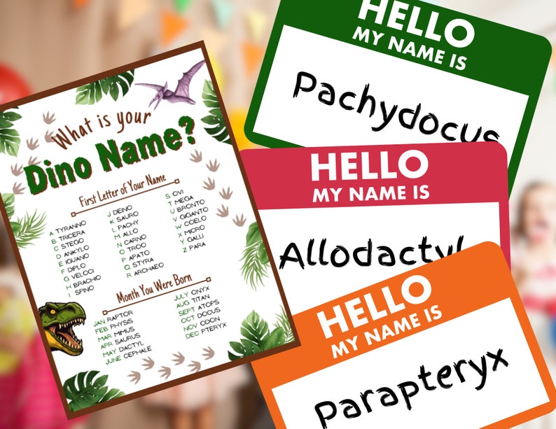 Dinosaur Name Party Game for Kids - Etsy