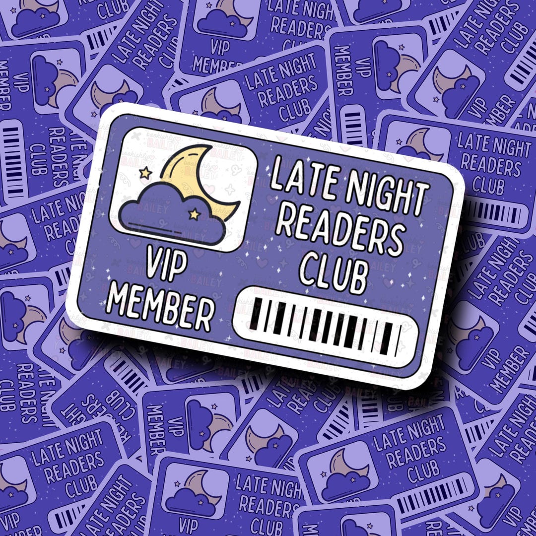 Late Night Reader Card Sticker, Bookish Stickers, Kindle, Book Lover ...