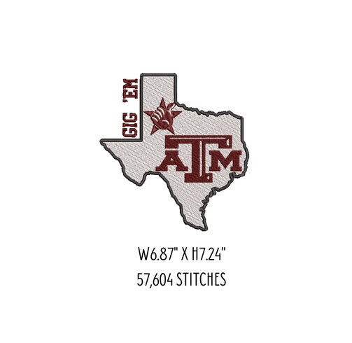 Texas Aggies Texas AM SEC Team Gig Em Machine Embroidery - Etsy