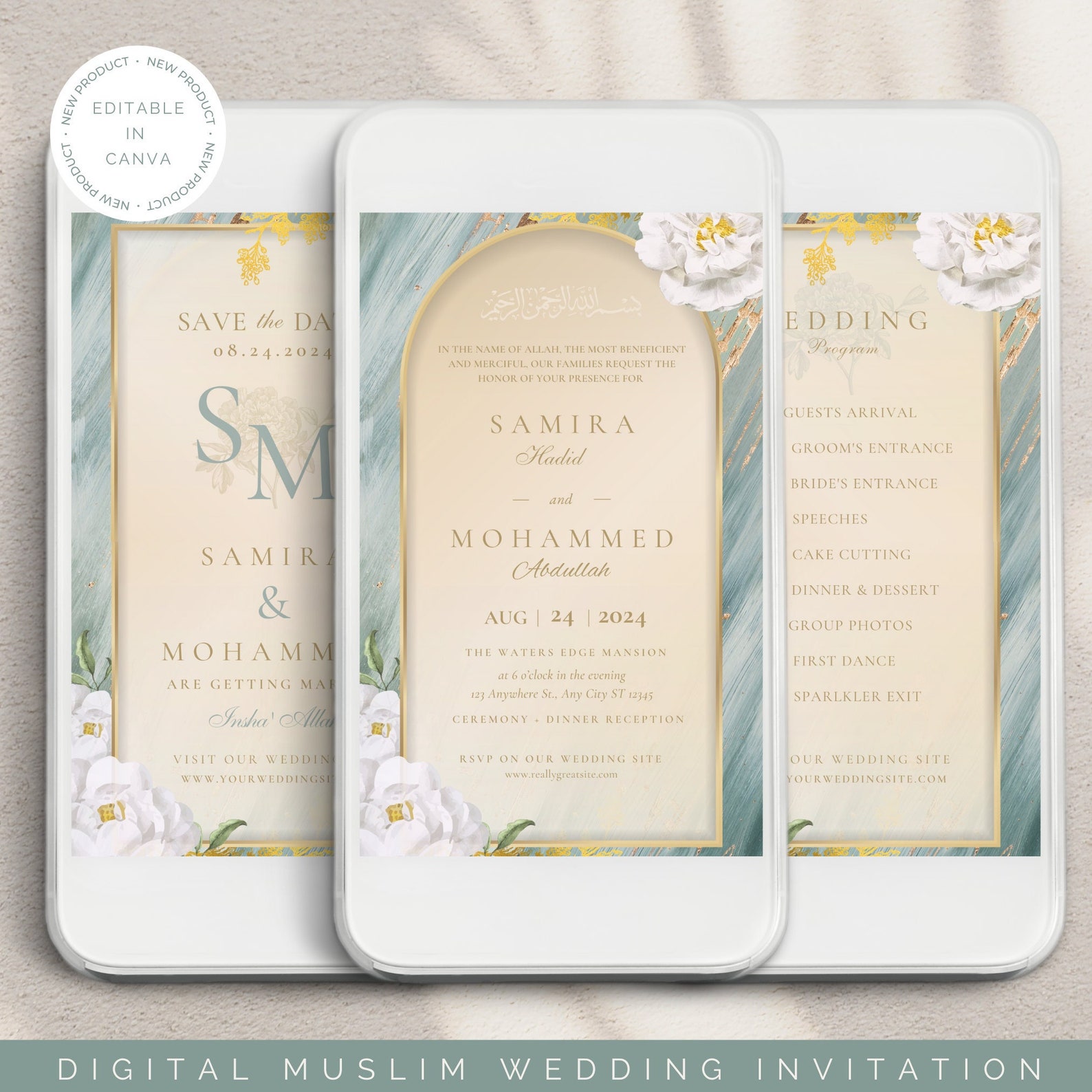 Digital Muslim Wedding Invitation | Nikkah Invitation | Digital Wedding ...