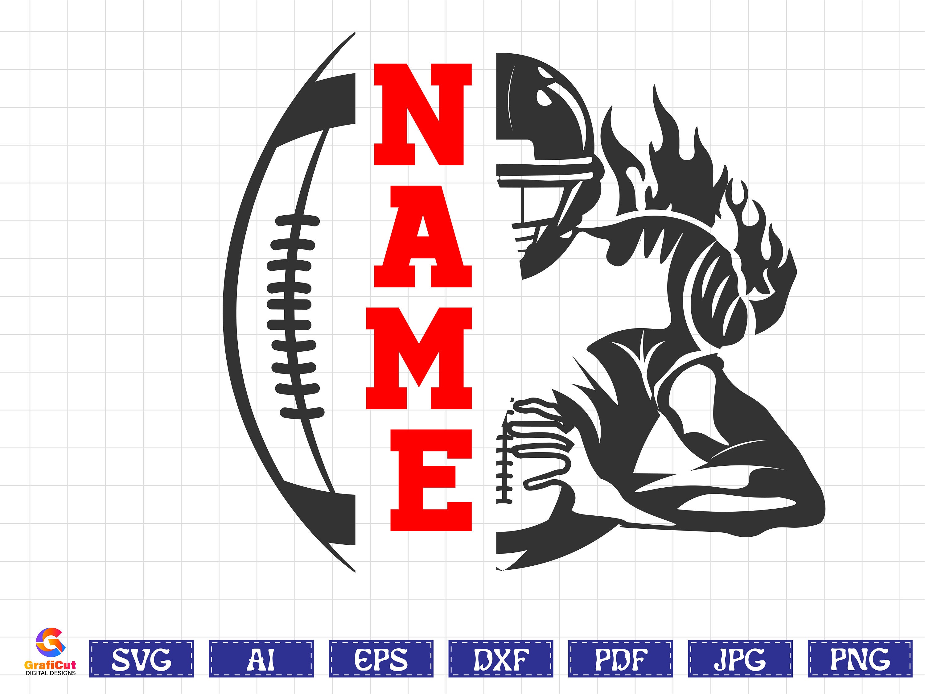 Football Player Svg, Football Name, Football Team Svg, Half Player Svg ...