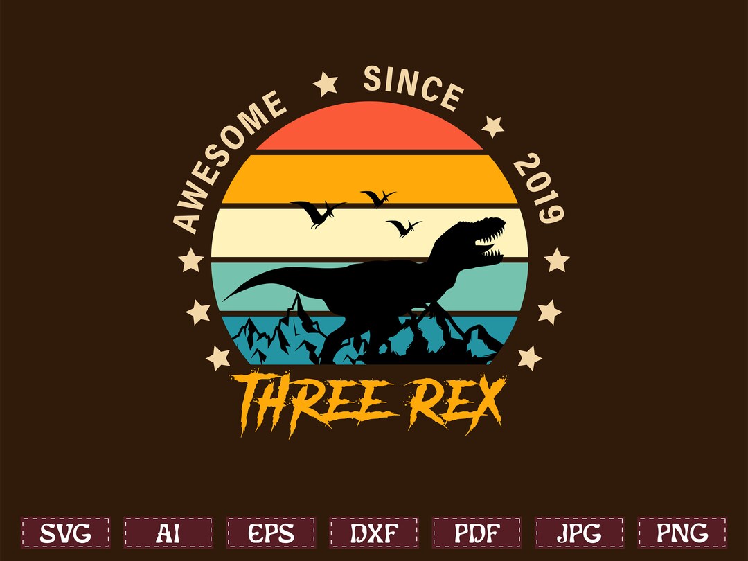 Three Rex Svg, 3nd Birthday Svg Png, Dinosaur Birthday Boy Svg ...