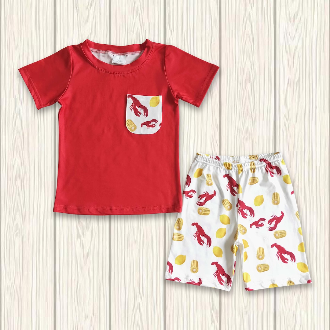 Crawfish Outfit, Baby Boy Crawfish Outfit, Birthday Party Outfit, Baby ...