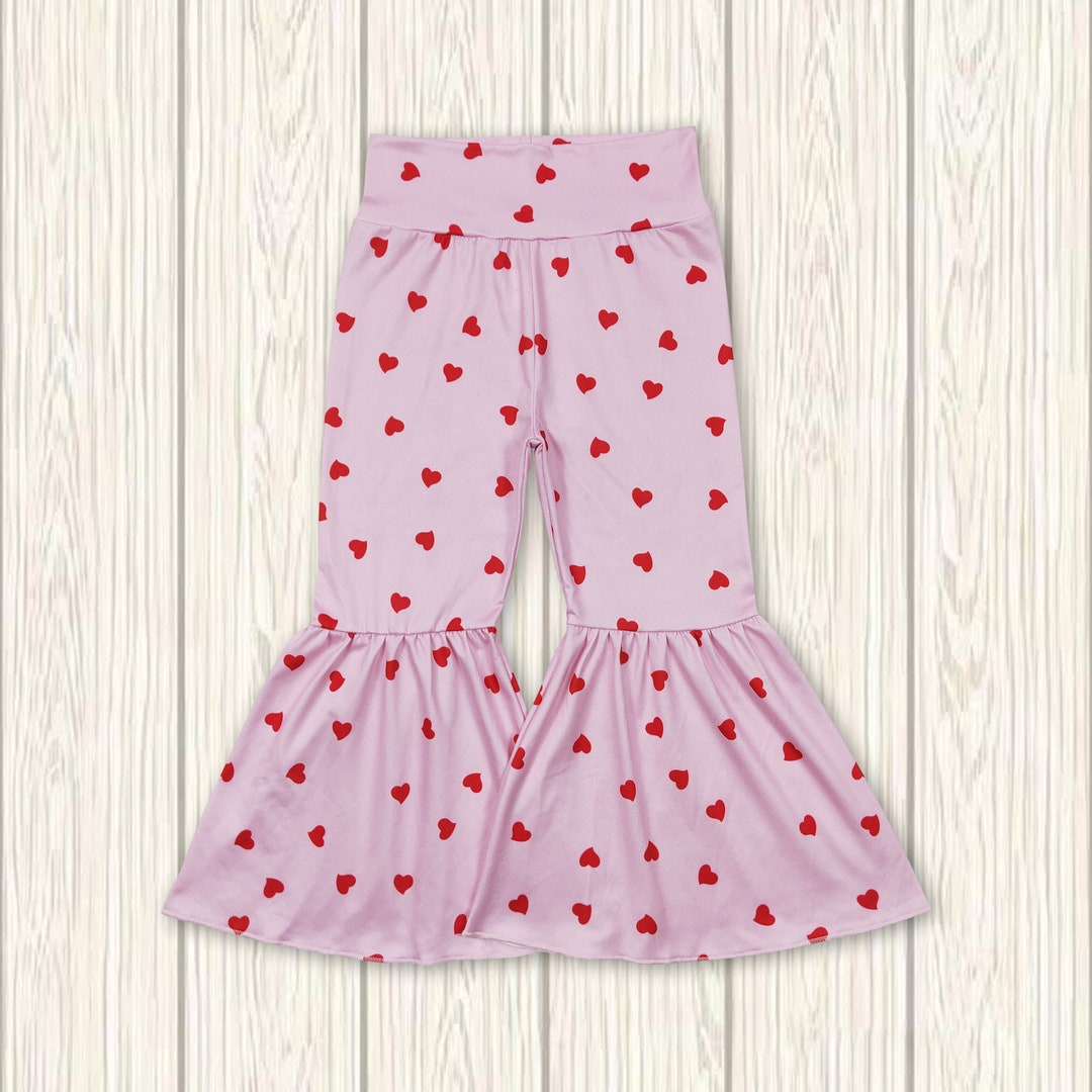Baby Heart Bell Bottoms,toddle Girls Valentines Day Bell Bottoms,red ...