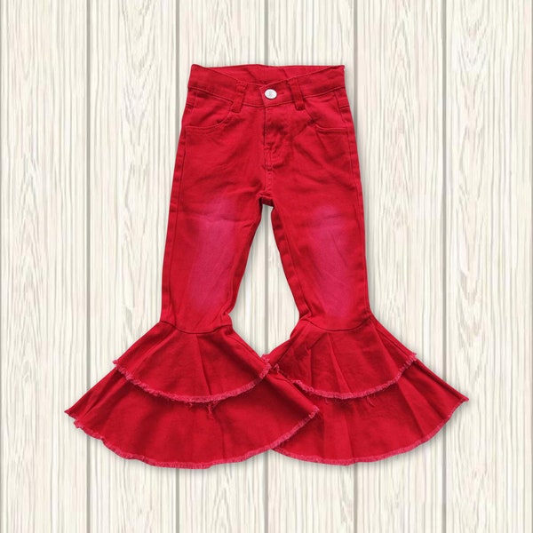 Red Ruffle Pants - Etsy