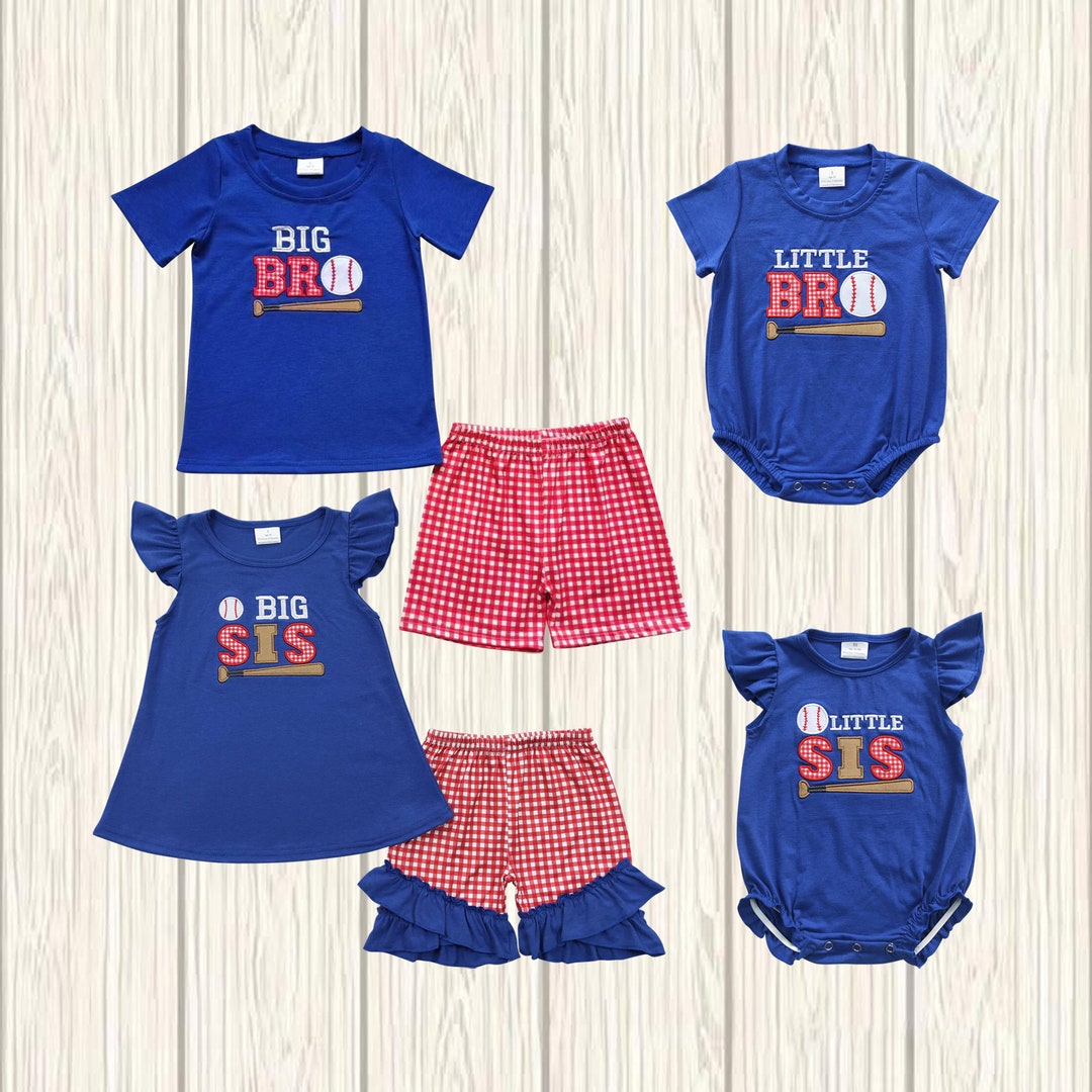Little Brother Sister Baseball Outfit, Embroidery Baseball Clothes ...