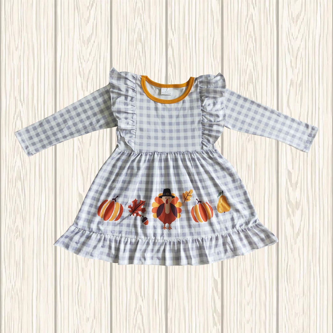 Thanksgiving Turkey Dress, Baby Girls Fall Dress, Kids Boutique Knee ...