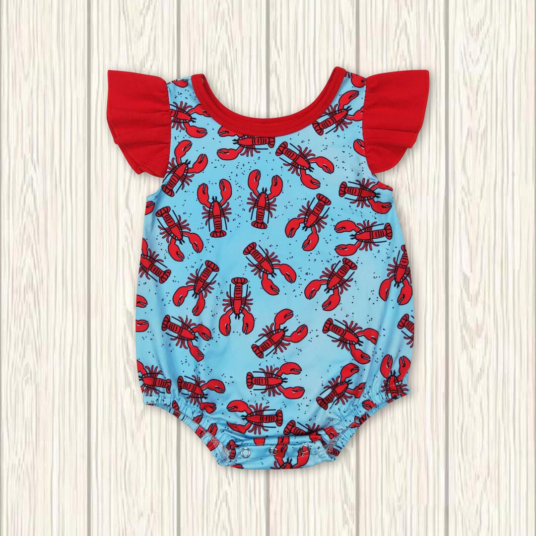 Girls Crawfish Romper,toddle Baby Crawfish Romper,crawfish Outfit ...