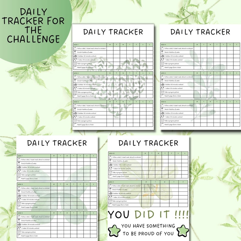 75 Medium Challenge Tracker, 75 Medium Challenge, Fitness Planner ...