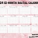 12 Month Calendar, Printable, Elegant, Digital Calendar, 2024 Calendar ...