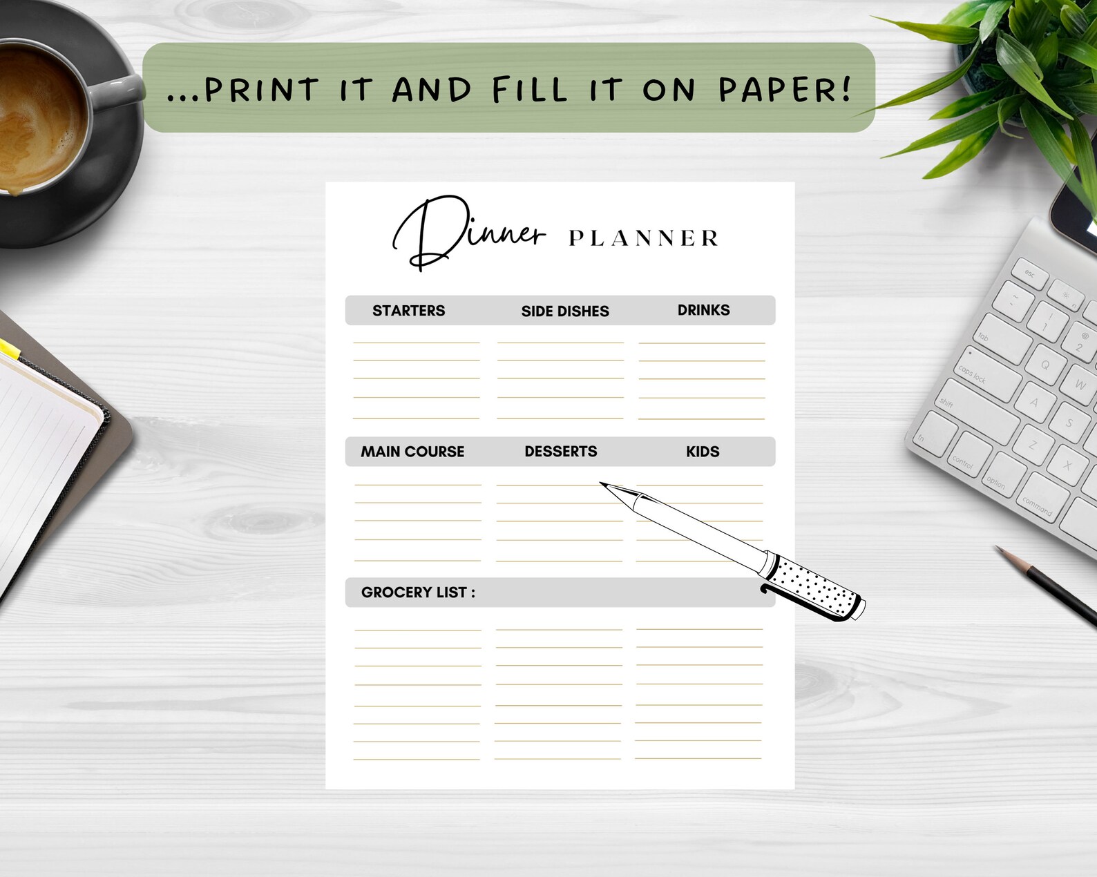 Meal Planner Printable, Weekly Food Planner, Grocery Planner, Daily ...