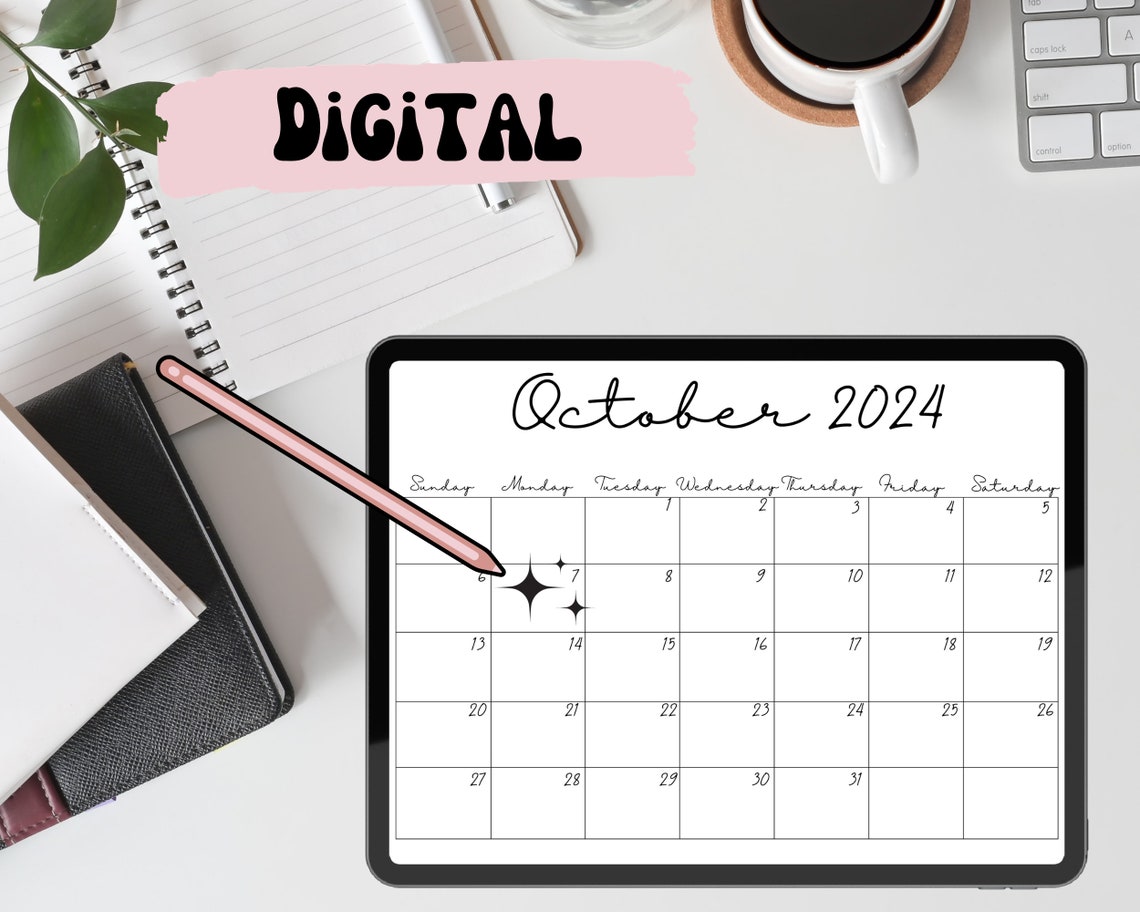 12 Month Calendar, Printable, Elegant, Digital Calendar, 2024 Calendar ...