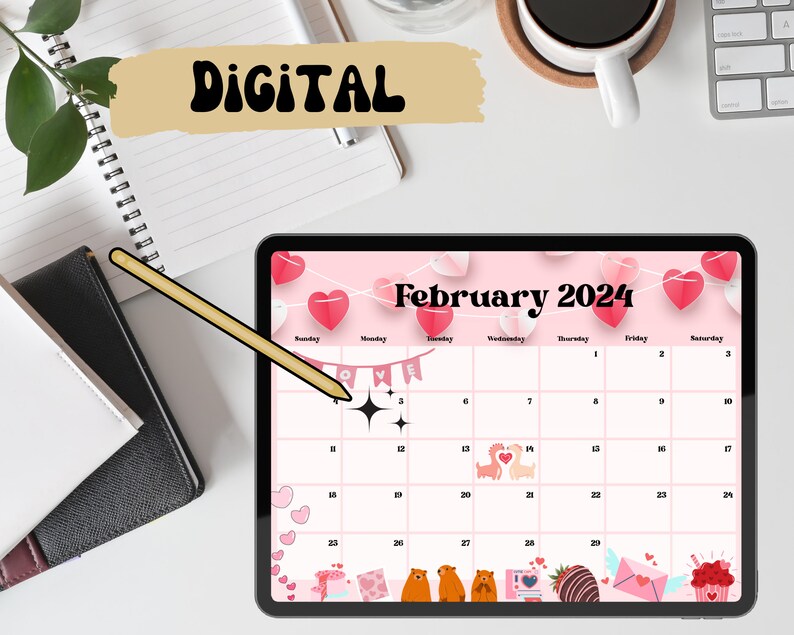 12 Month Calendar, Editable Template, Fillable, Digital Calendar, 2024 ...