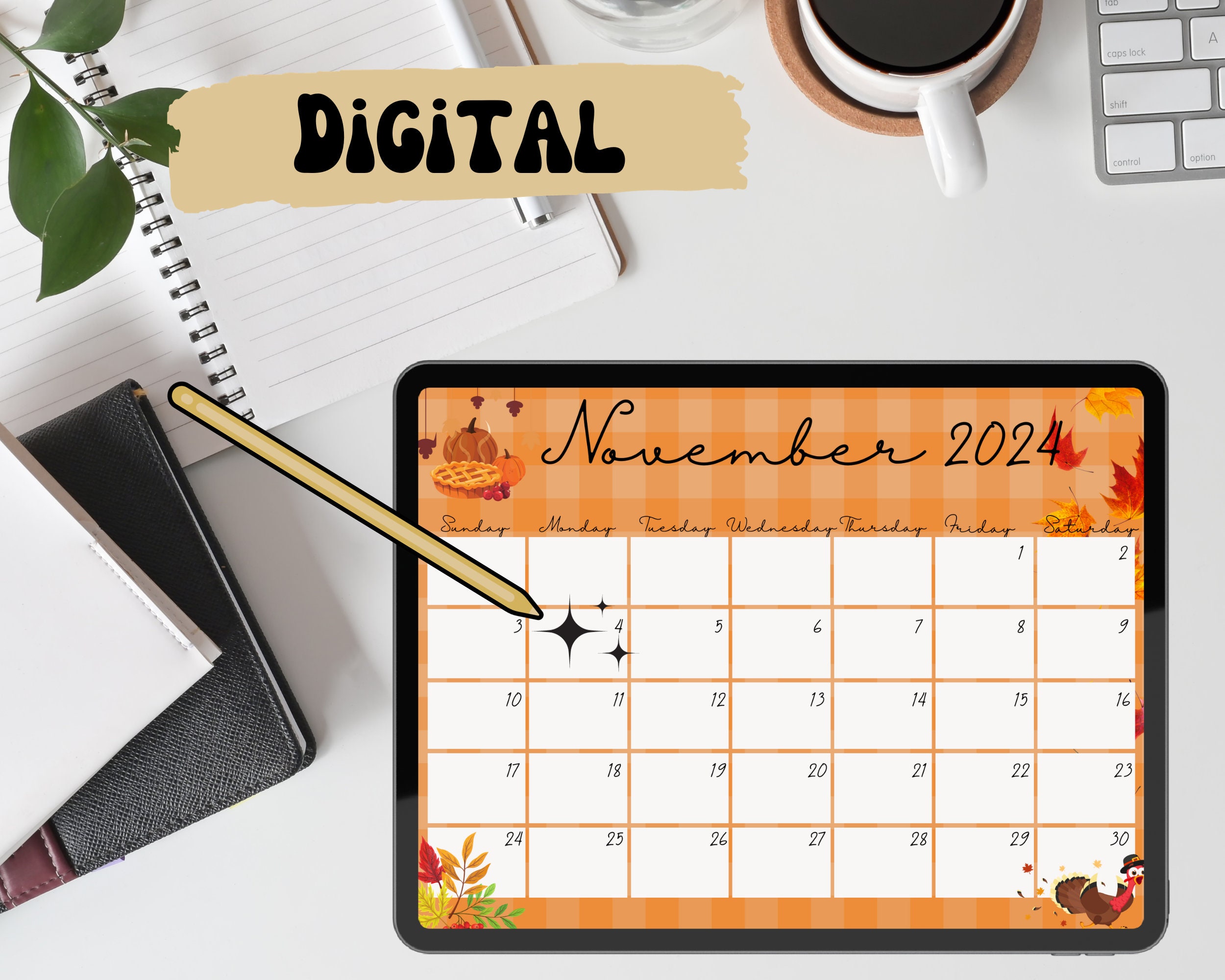 12 Month Calendar, Editable Template, Fillable, Digital Calendar, 2024 ...