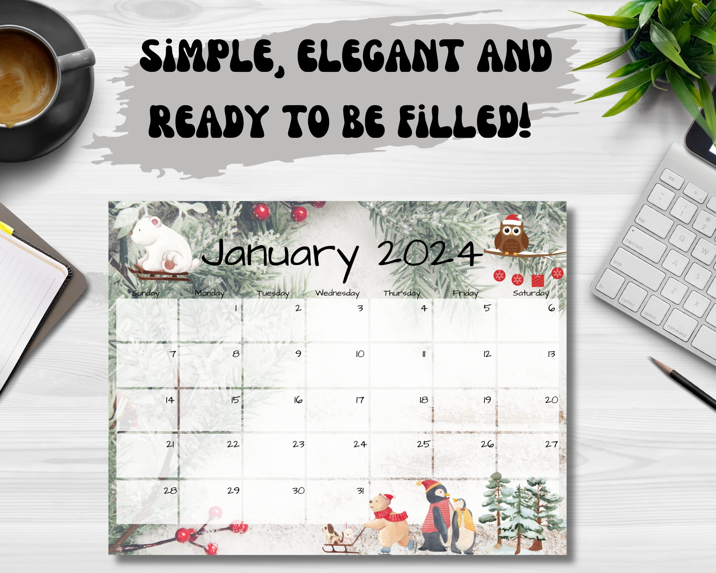 12 Month Calendar Editable Template Fillable Digital - Etsy
