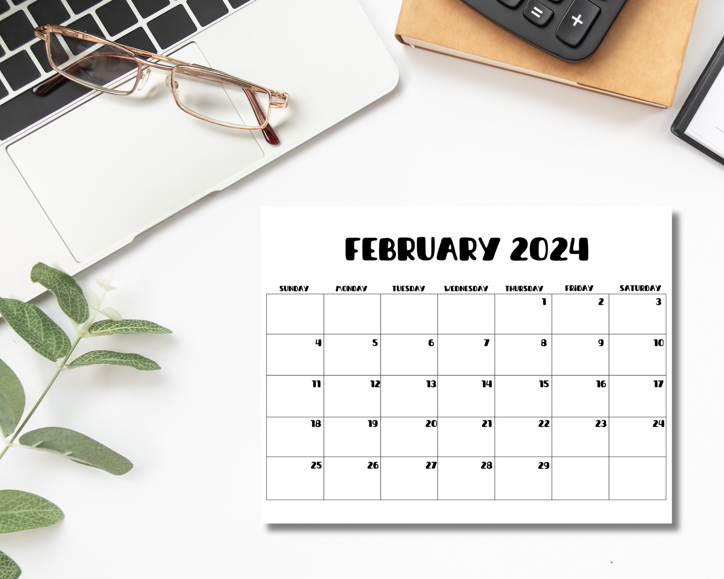 12 Month Calendar, Printable, Elegant, Digital Calendar, 2024 Calendar ...